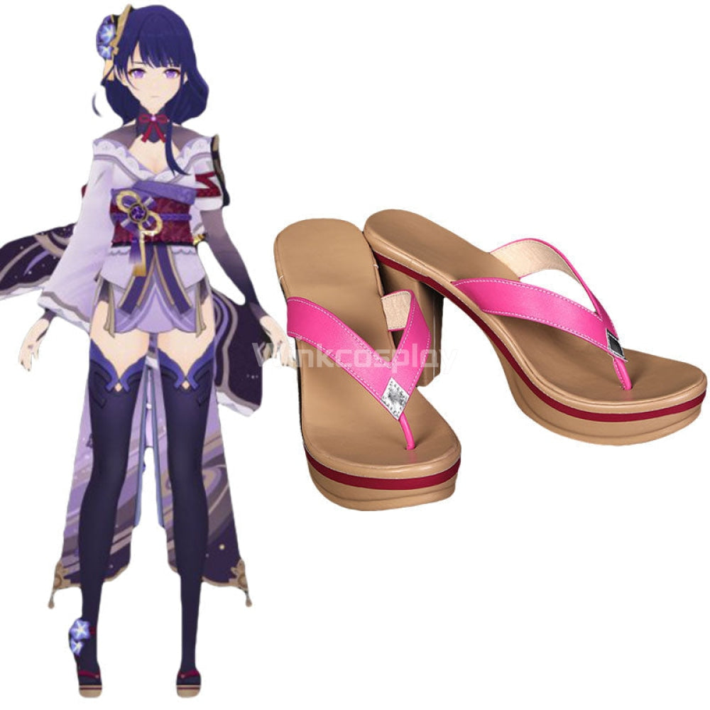 Genshin Impact Raiden Shogun Baal Pink Cosplay Shoes – Winkcostumes